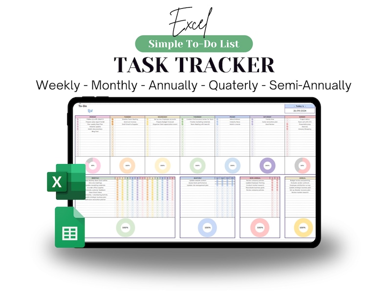 EDITABLE To-do List Excel Template Daily Weekly Monthly Annually Task Tracking Excel Spreadsheet ...