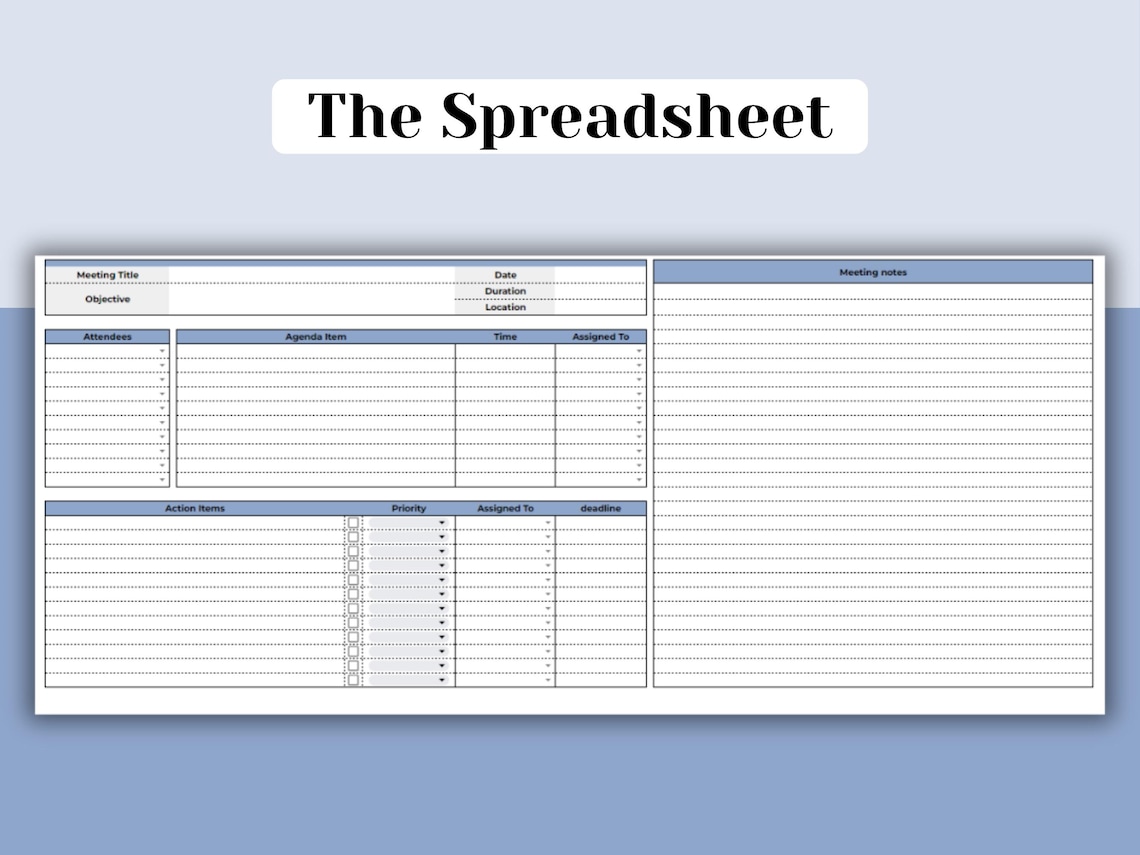EDITABLE Weekly Meeting Notes | Google Sheets | Meeting Agenda, Minutes ...