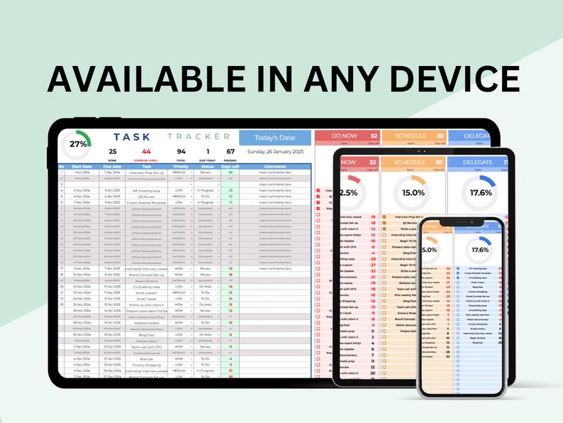 Excel Eisenhower Matrix and Task Tracker, to Do List Priority Template ...