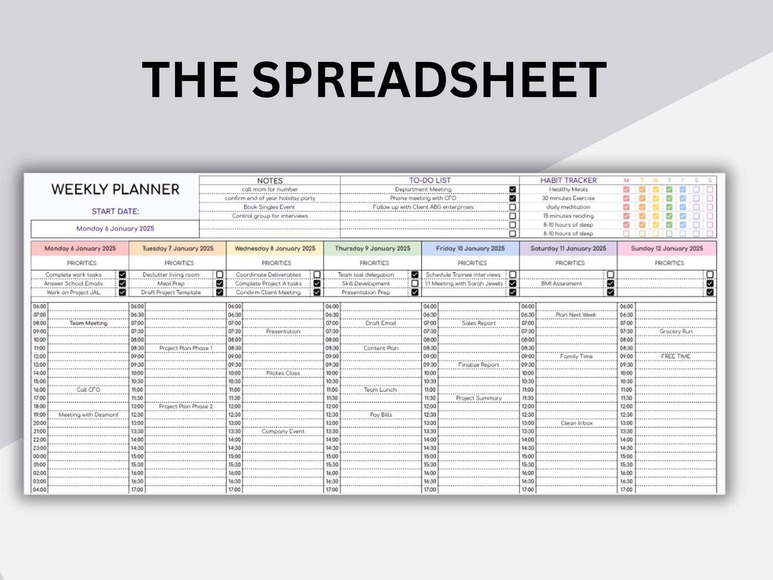 EDITABLE To-do List Excel Template Daily Weekly Monthly Annually Task ...