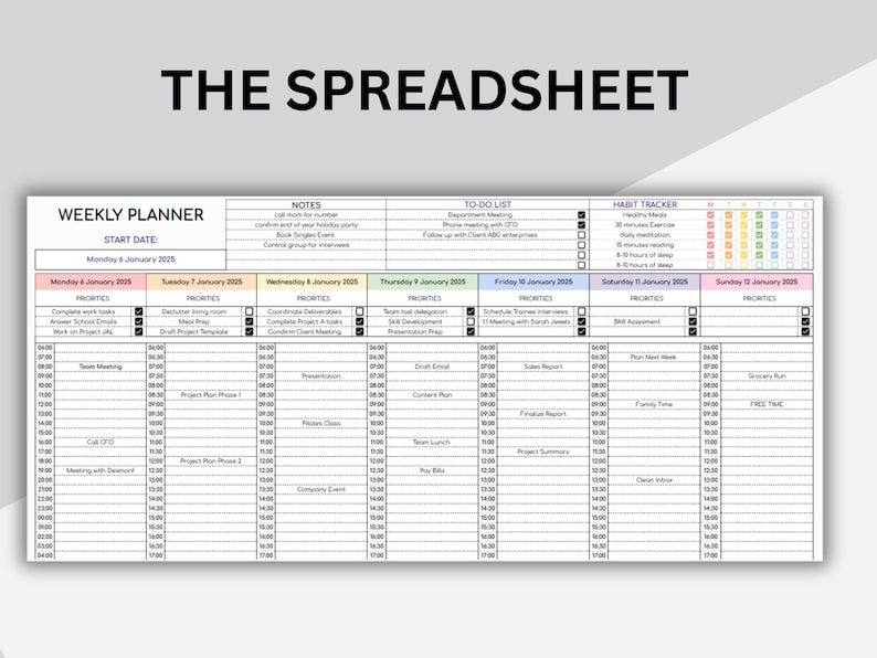 EDITABLE To-do List Excel Template Daily Weekly Monthly Annually Task ...