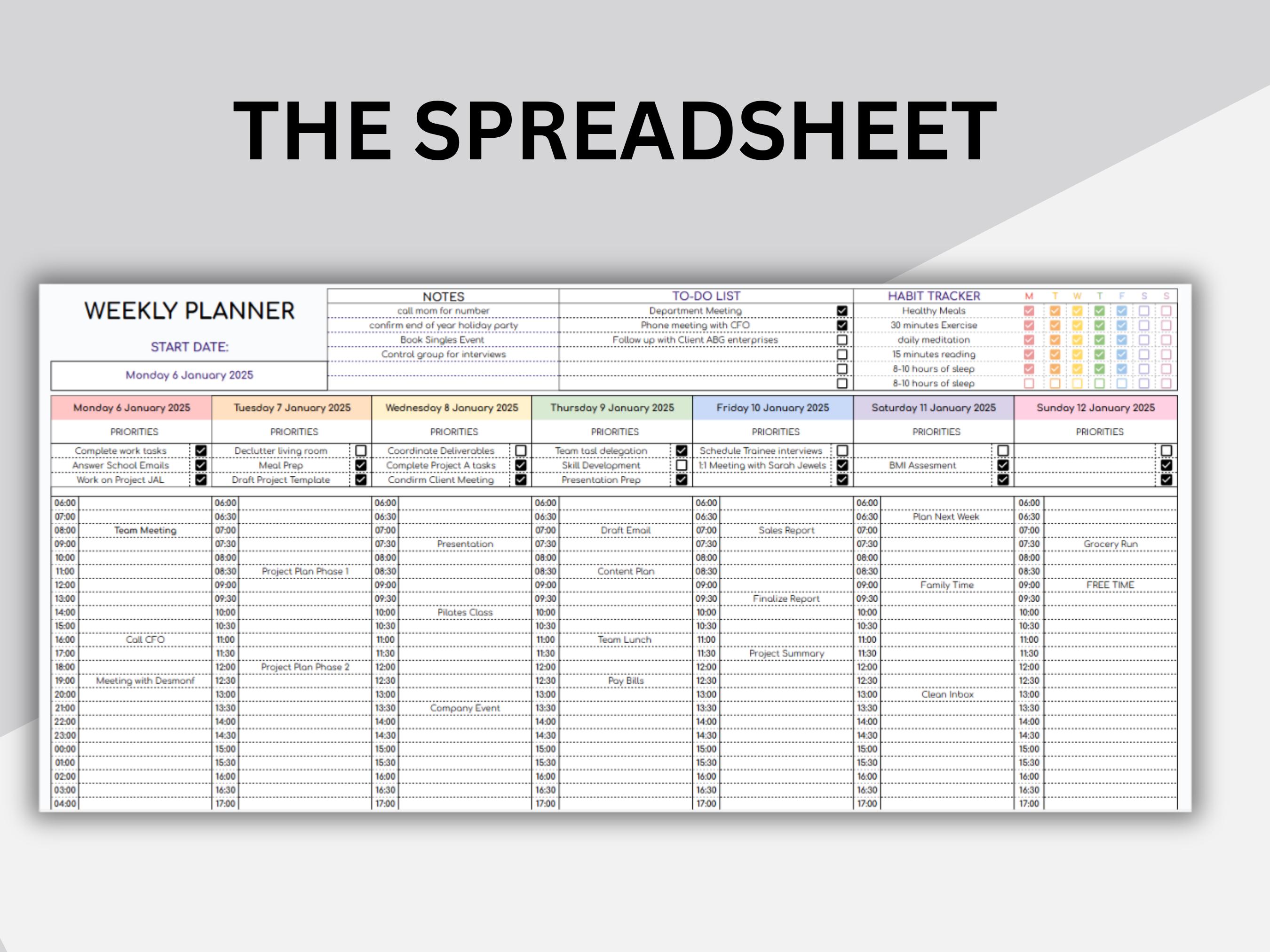EDITABLE To-do List Excel Template Daily Weekly Monthly Annually Task ...
