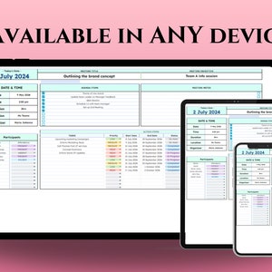 EDITABLE Weekly Meeting Notes | Google Sheets | Meeting Agenda, Minutes ...