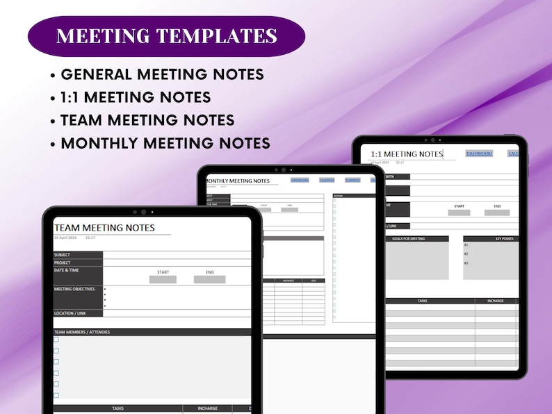 Onenote Meeting Templates for Work Professionals, Meeting Notes ...