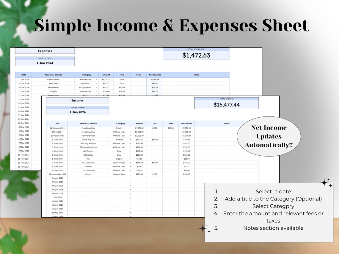 EDITABLE Bookkeeping Template, Small Business Finance Spreadsheet ...