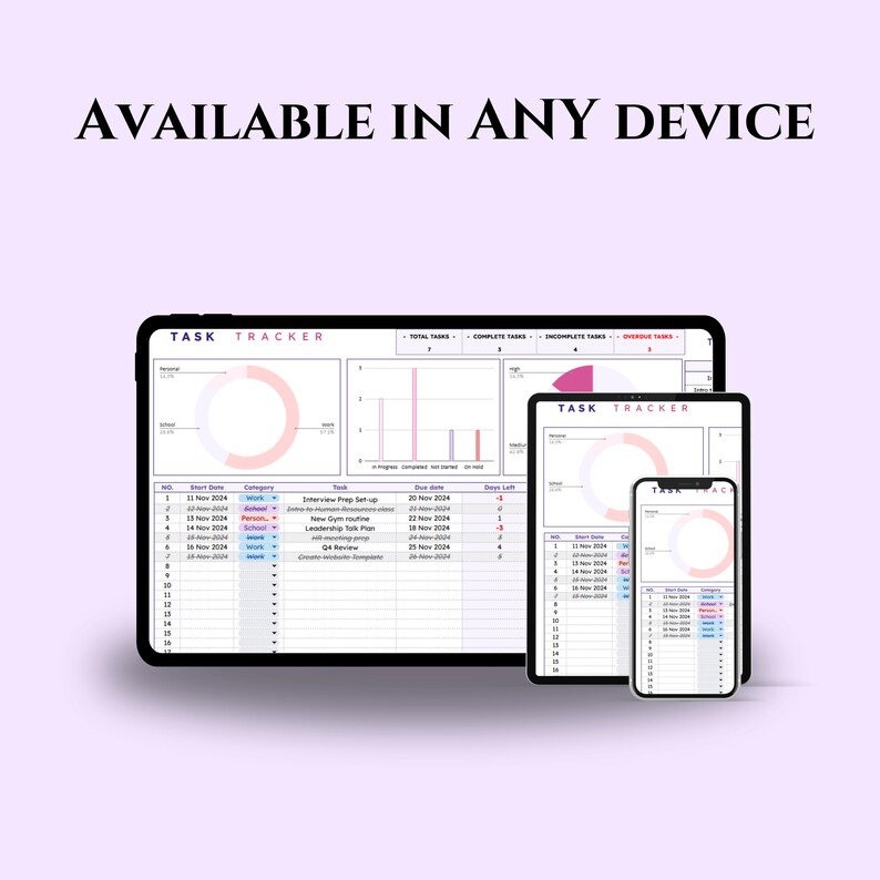 EDITABLE To-do List Excel Template Daily Weekly Monthly Annually Task ...