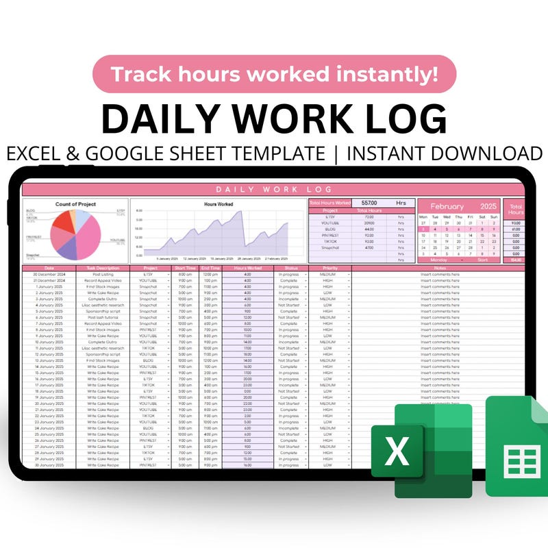 Employee Daily Work Log Template - Etsy