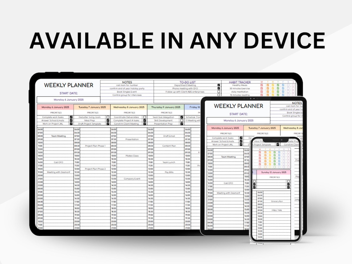 EDITABLE To-do List Excel Template Daily Weekly Monthly Annually Task ...
