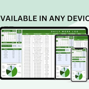 EDITABLE Daily Work Log Excel Template Track Time Projects Priorities ...