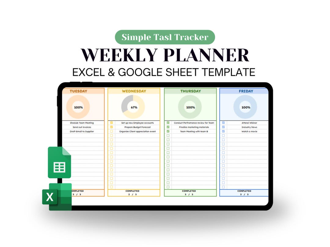 Daily Weekly Planner With Checkboxes and Progress Tracker Daily Weekly ...