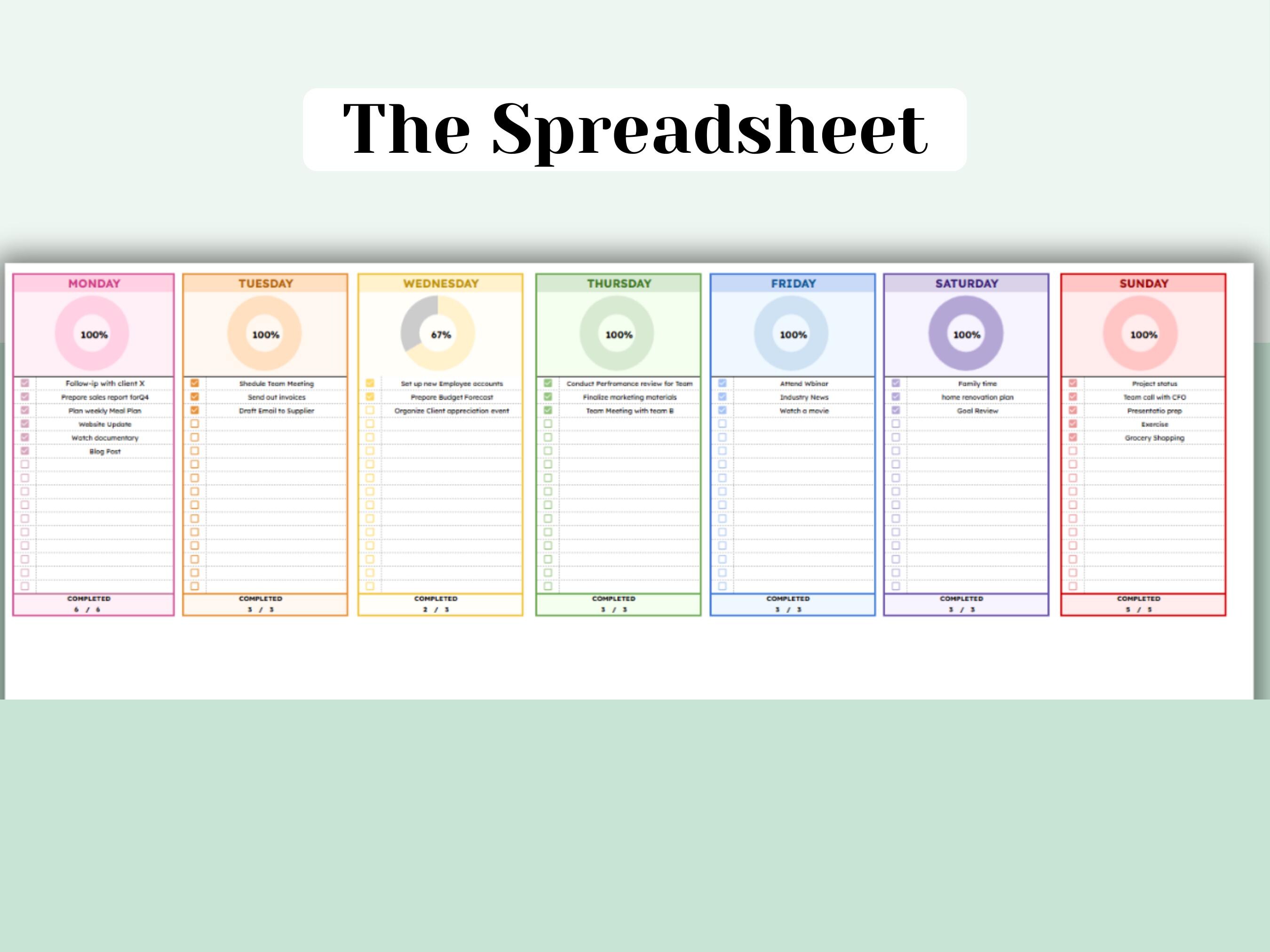 Daily Weekly Planner With Checkboxes and Progress Tracker Daily Weekly ...
