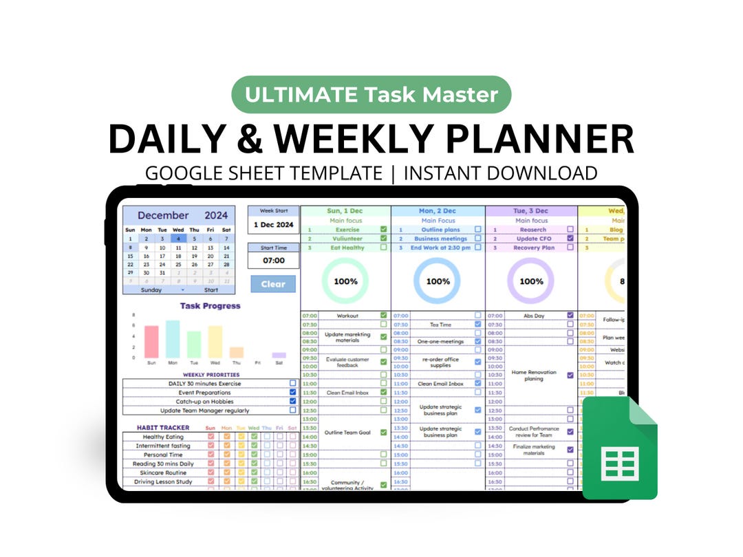 Editable Time Blocking Planner Daily and Weekly Planner Spreadsheet ...
