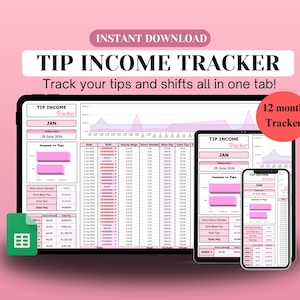 Tip Income Tracker Spreadsheet 2024 | Tip Log Tip Shift Tracker | Money ...