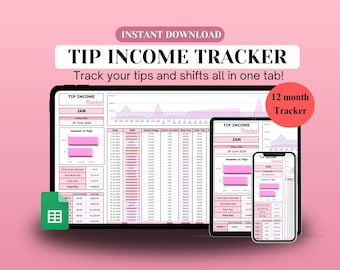 EDITABLE Tip Income Tracker Spreadsheet 2024 Tip Log Tip Shift Tracker Money Tracker Server Tip ...