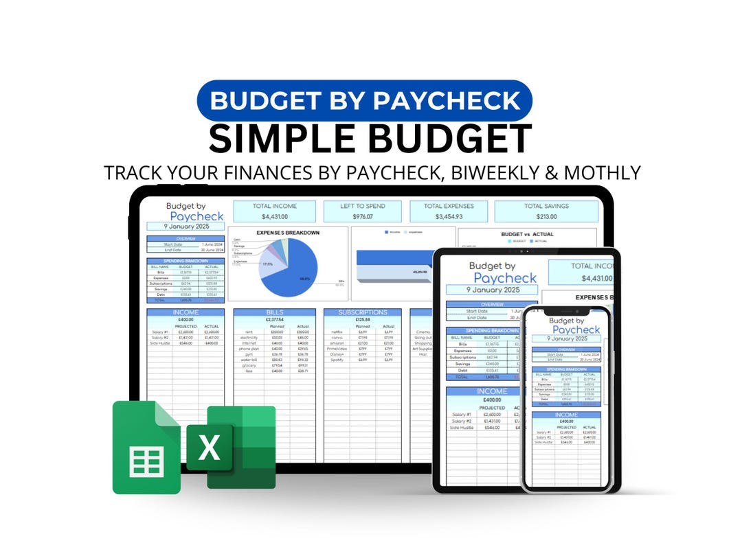 EDITABLE Excel Budget Planner 2025 Budget Spreadsheet Paycheck Budget ...