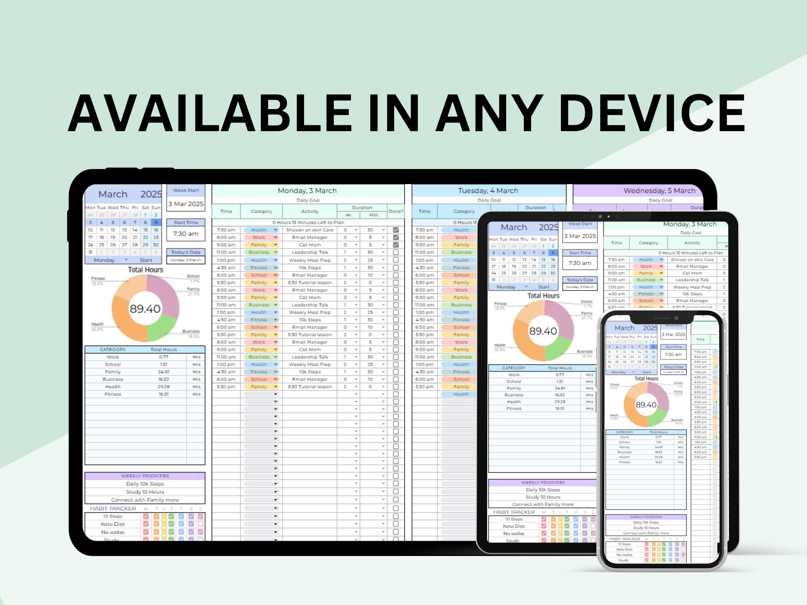 Time Blocking Planner Spreadsheet, Timeboxing To-do List Google Sheets ...