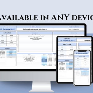 EDITABLE Weekly Meeting Minutes Google Sheets & Excel Meeting Agenda ...