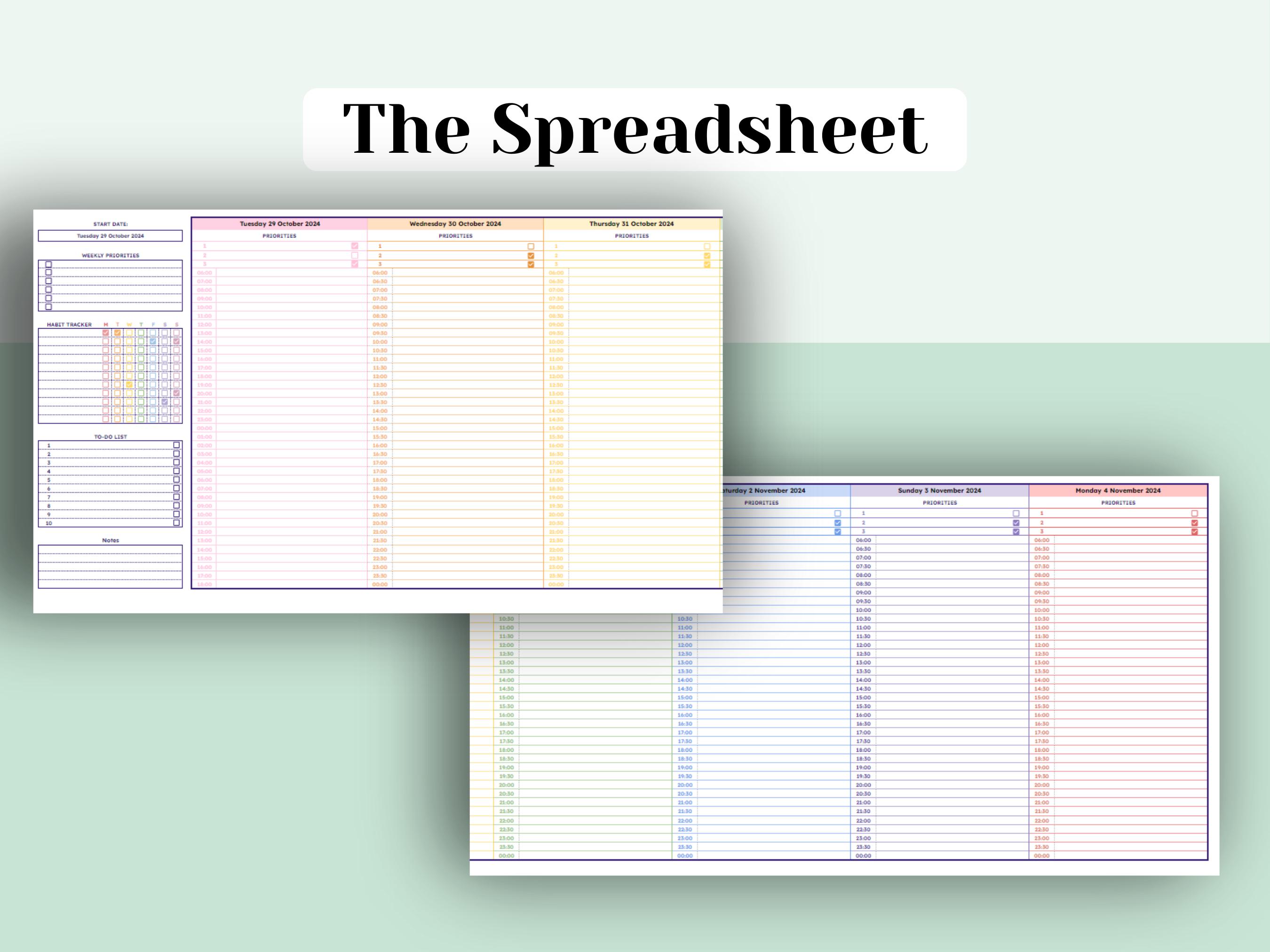 Editable Excel Planner Digital Planner Weekly Agenda Digital Daily ...