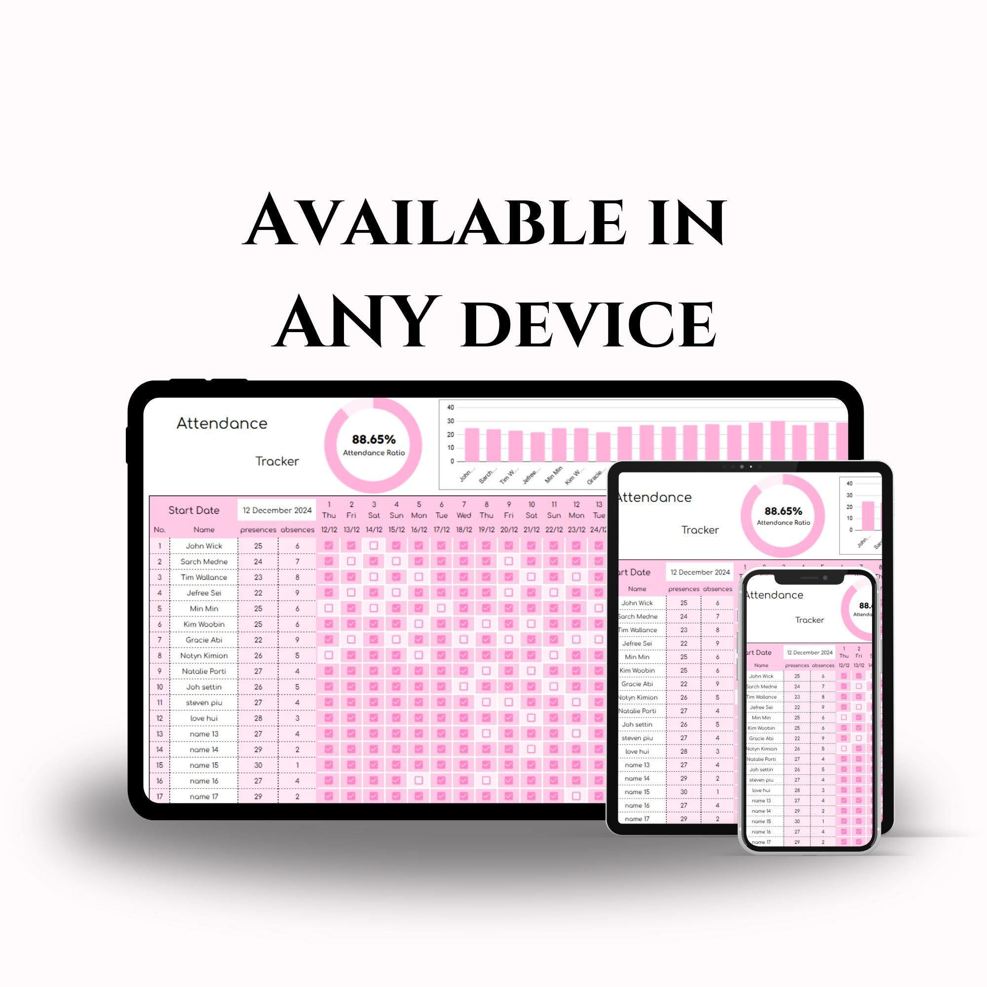 Excel Attendance Tracker School Attendance Weekly Attendance Attendance ...