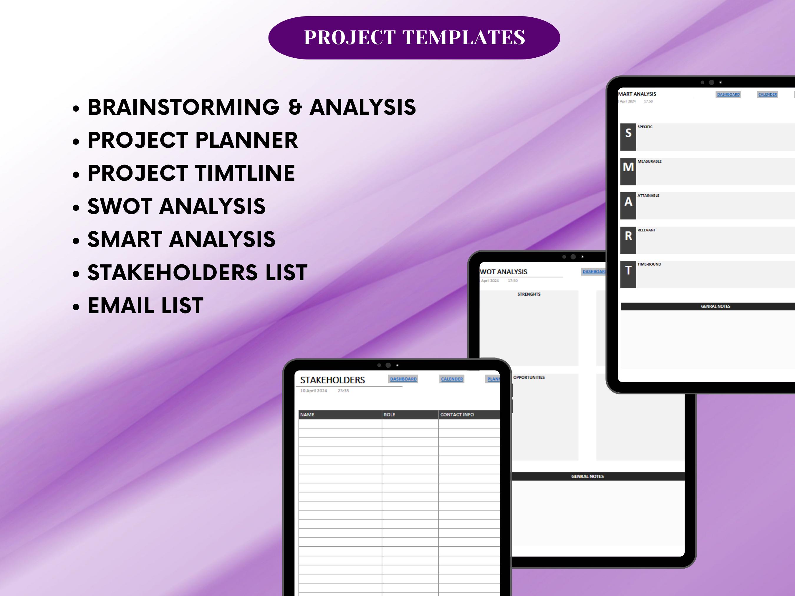 Editable Onenote Project Management, Onenote Digital Planner for Work ...