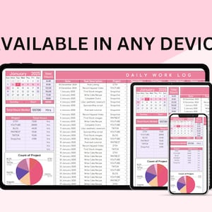 EDITABLE Daily Work Log Excel Template Track Time Projects Priorities ...