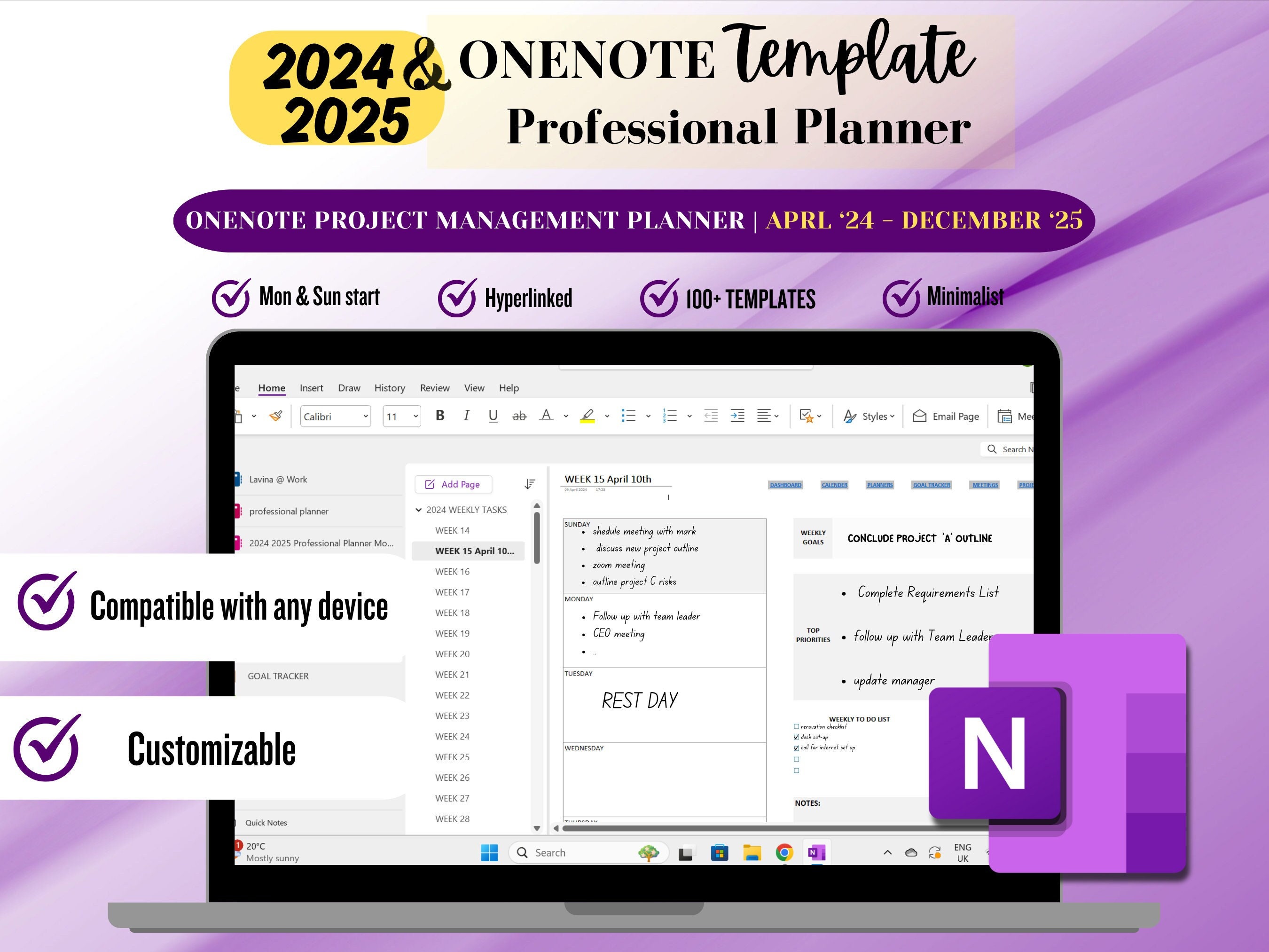 Editable Onenote Planner 2024 2025 for Project Management, 2025 Onenote ...