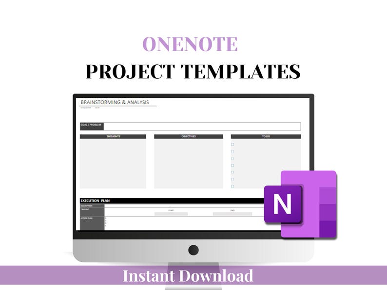 Editable Onenote Project Management, Onenote Digital Planner for Work ...