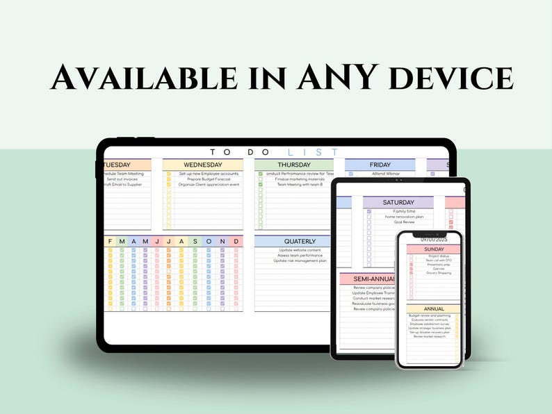 EDITABLE To-do List Excel Template Daily Weekly Monthly Annually Task ...