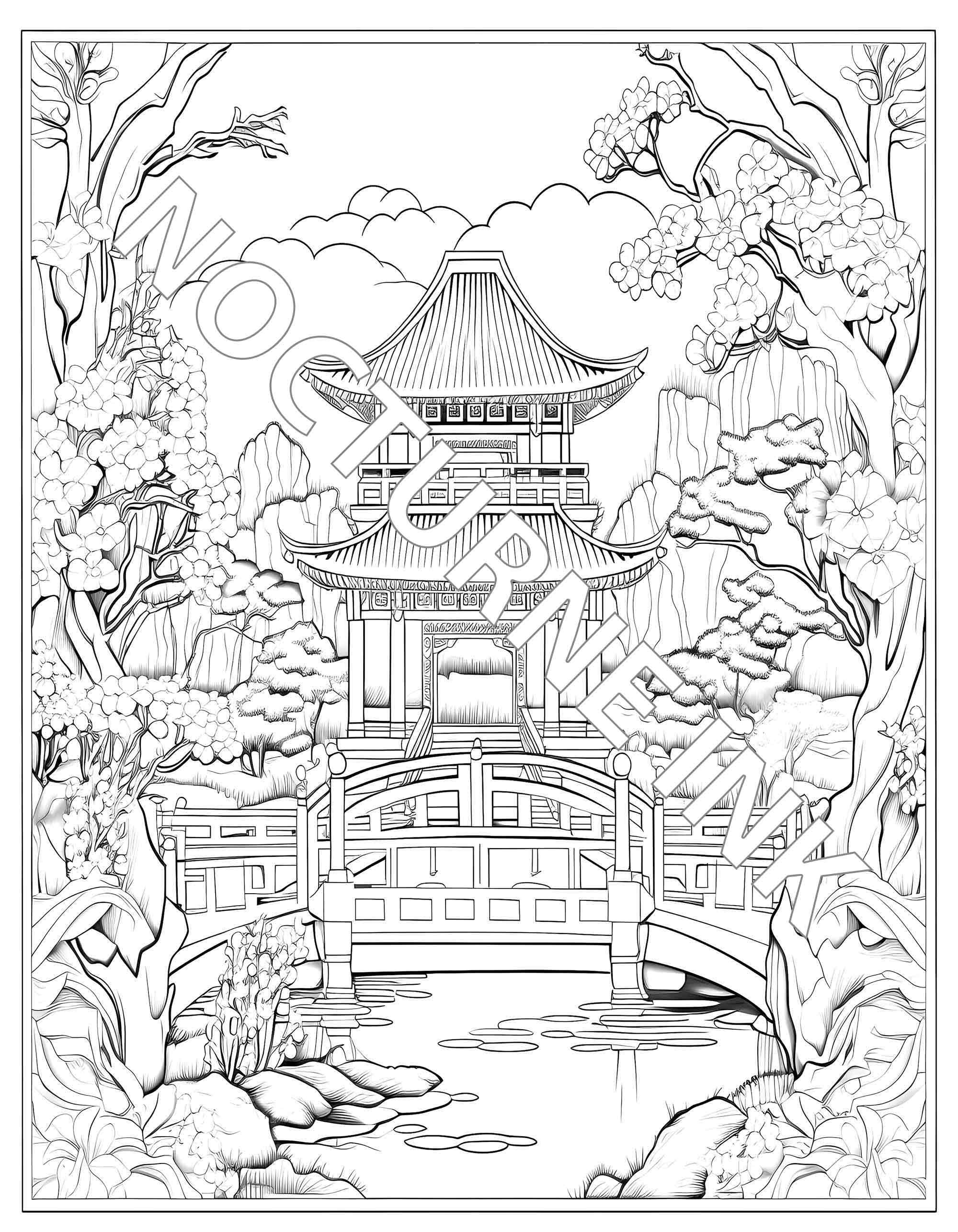 Colors of Japan - A Coloring Journey Through Japan, Coloring Book ...