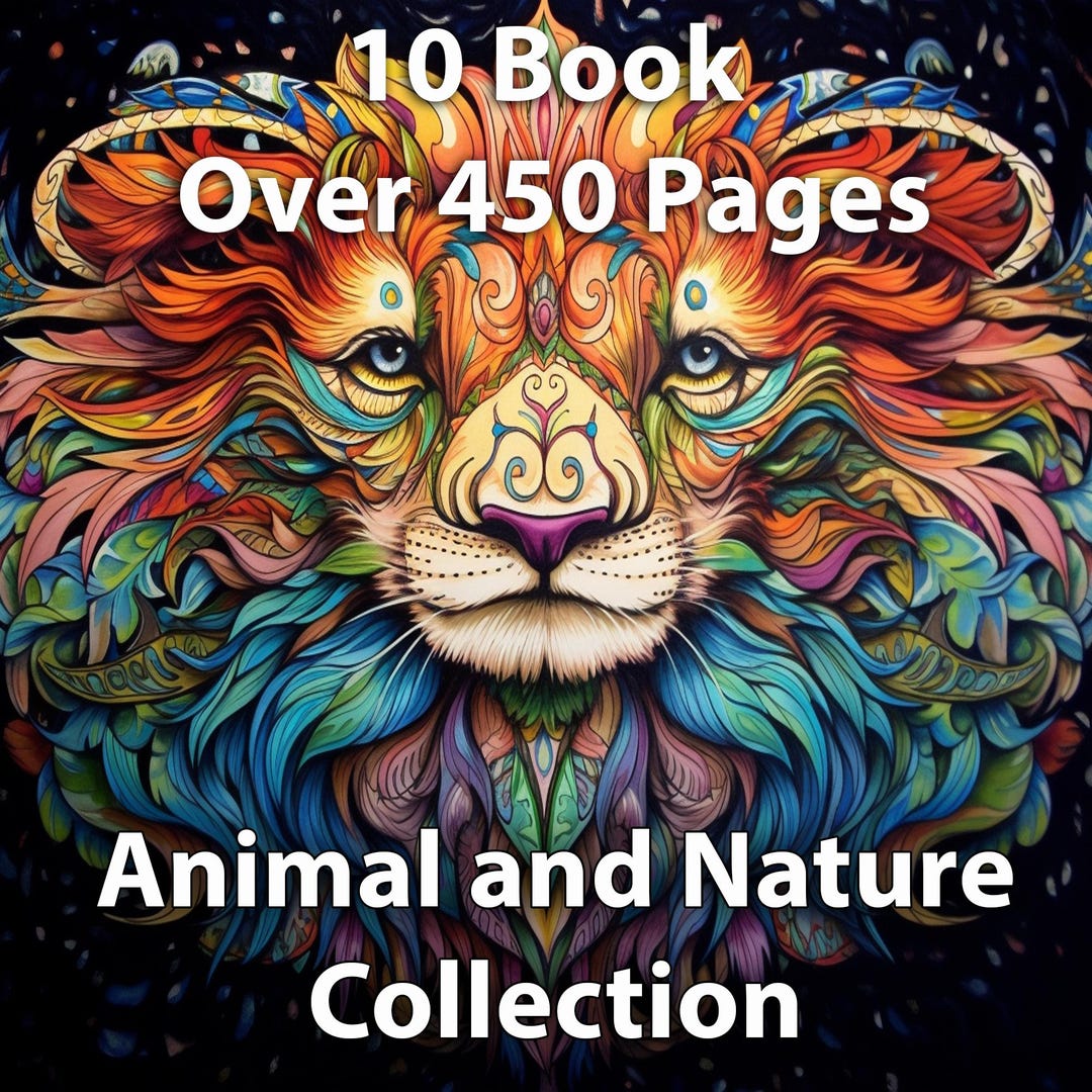 Animal and Nature Coloring Book Collection: 450+ Pages (digital ...