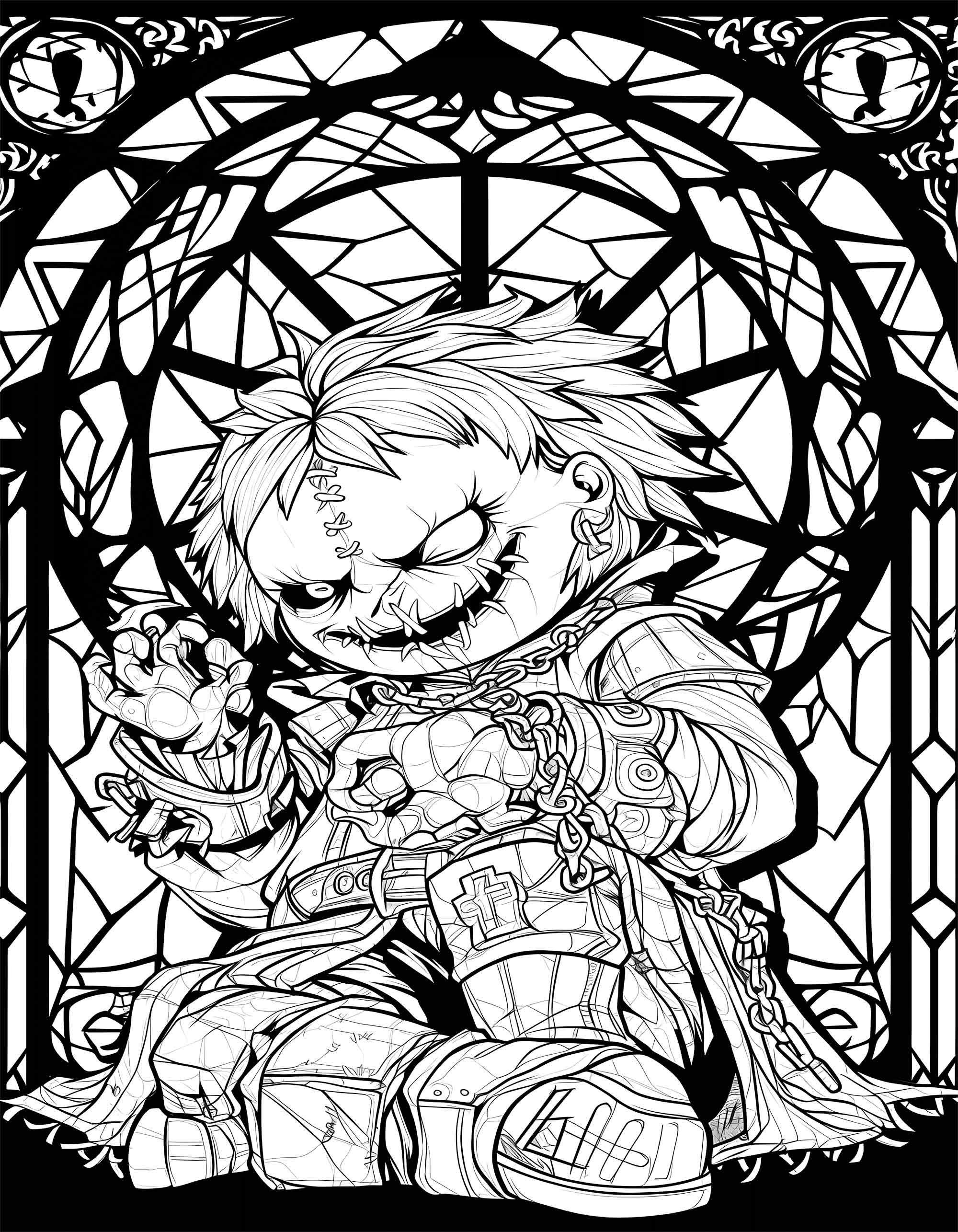 Chibi Horrors Coloring Book: Stained Glass Monsters (coloring Pages) - Etsy