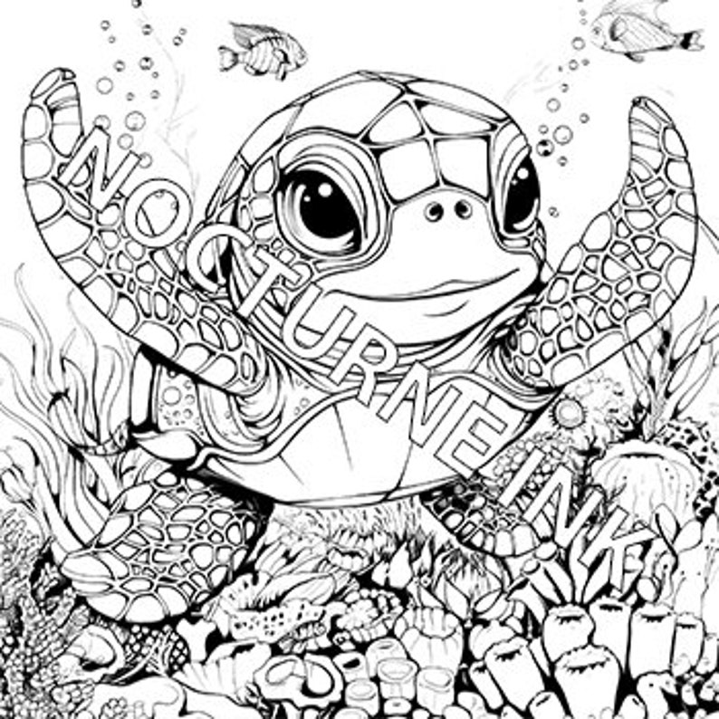 Turtle Odyssey: an Adult Coloring Adventure, Coloring Book, Adult ...