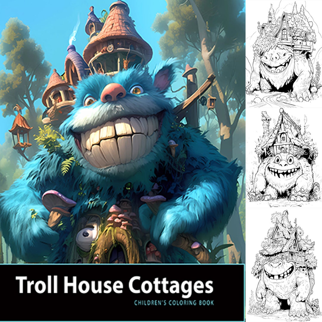 Troll House Cottages: Childrens Coloring Book, Trolls, Houses, Cottages ...