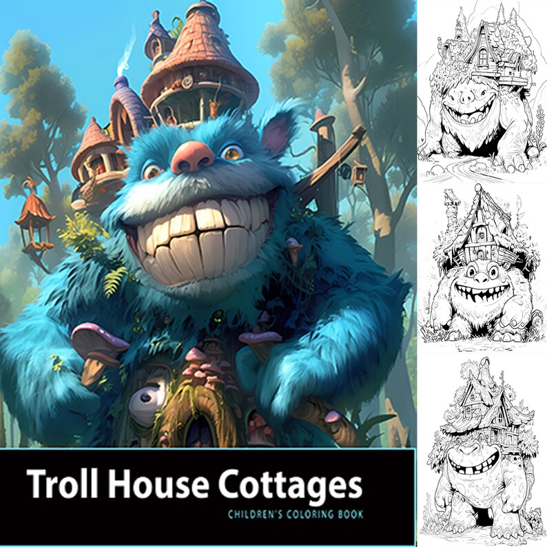 Troll House Cottages: Childrens Coloring Book, Trolls, Houses, Cottages ...