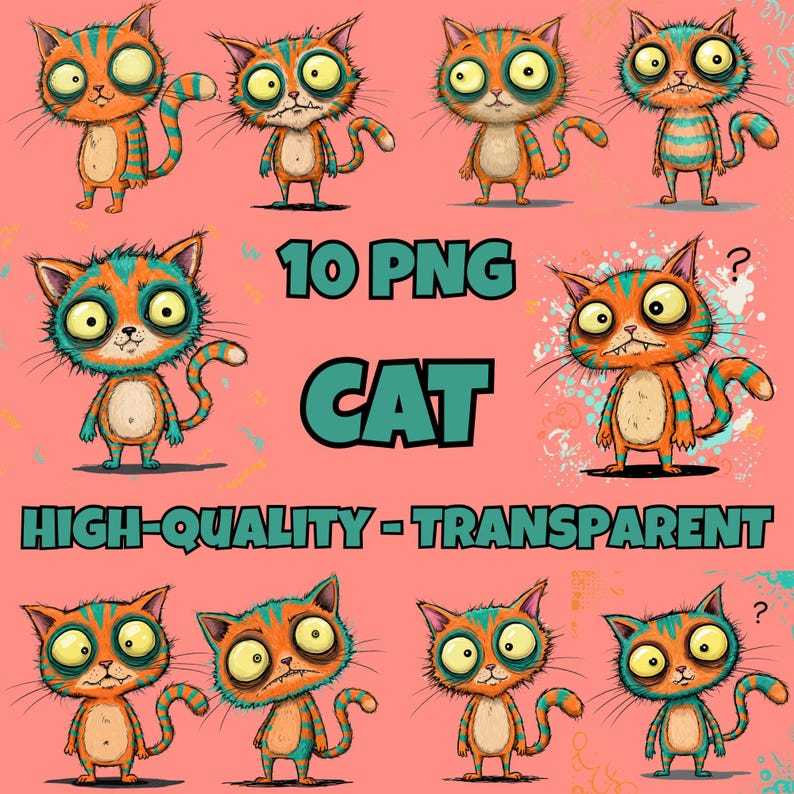 10 High-quality Cat Clipart, Digital Download, Perfect for Cards - T ...