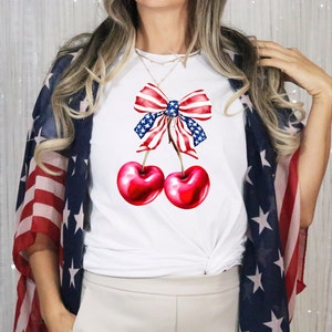 Cherry Coquette America PNG, 4th of July Bow Design, USA Flag With ...