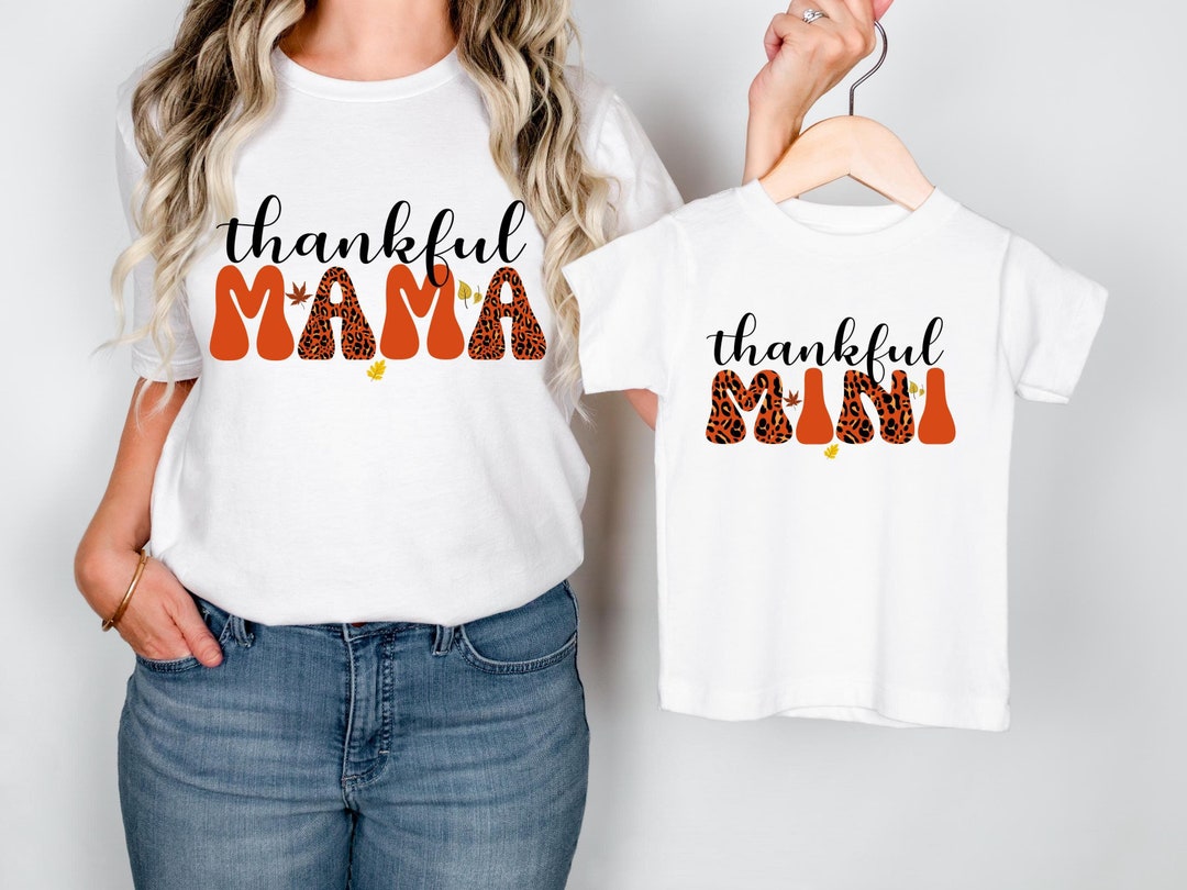 Retro Thankful Mama & Mini PNG, Thanksgiving Png, Fall Mommy and Mini ...