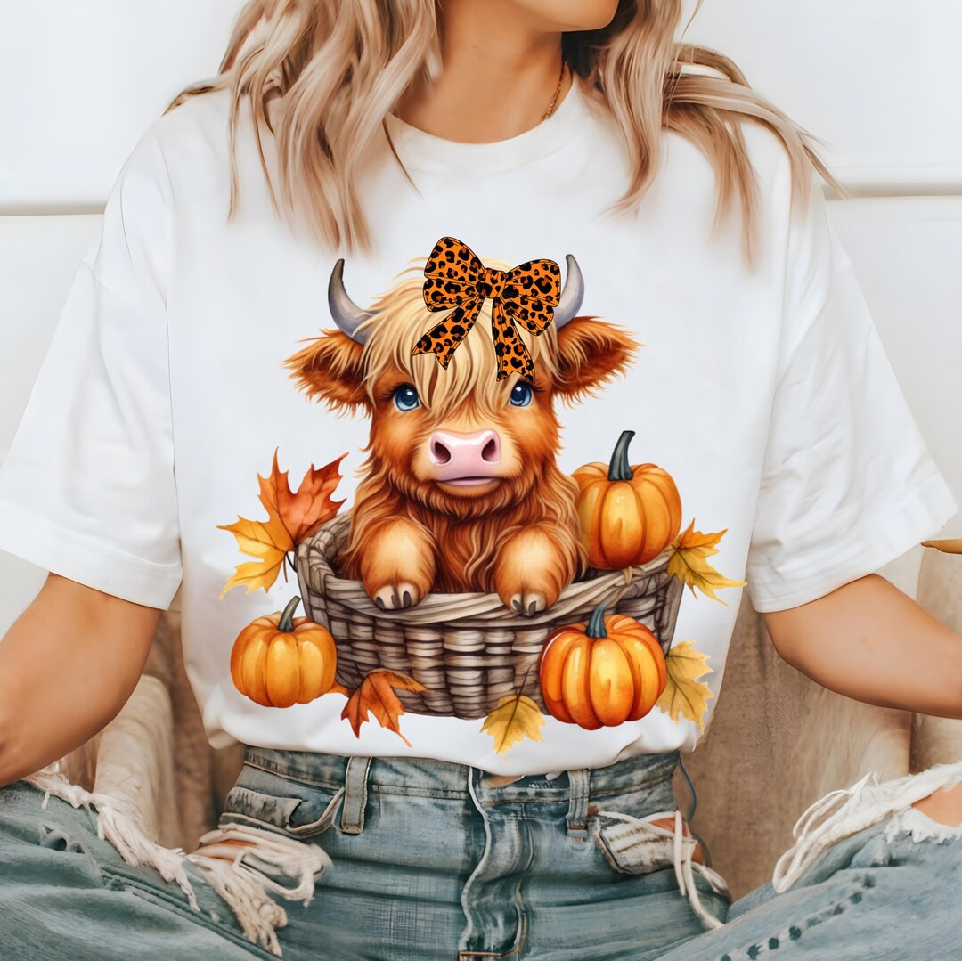 Cute Highland Cow PNG, Hay Fall Png Clipart, Highland Cow Halloween ...