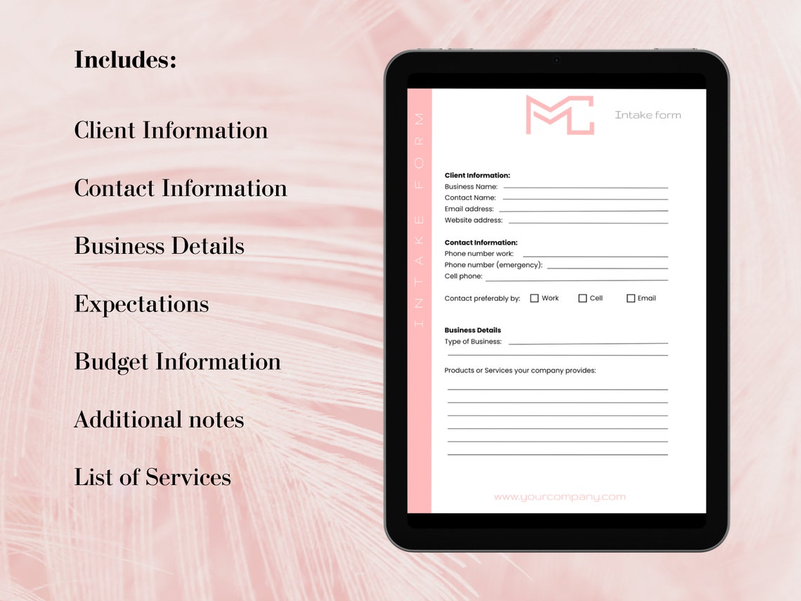 Virtual Assistant Canva Template, Intake Form, Client Onboarding, Small ...