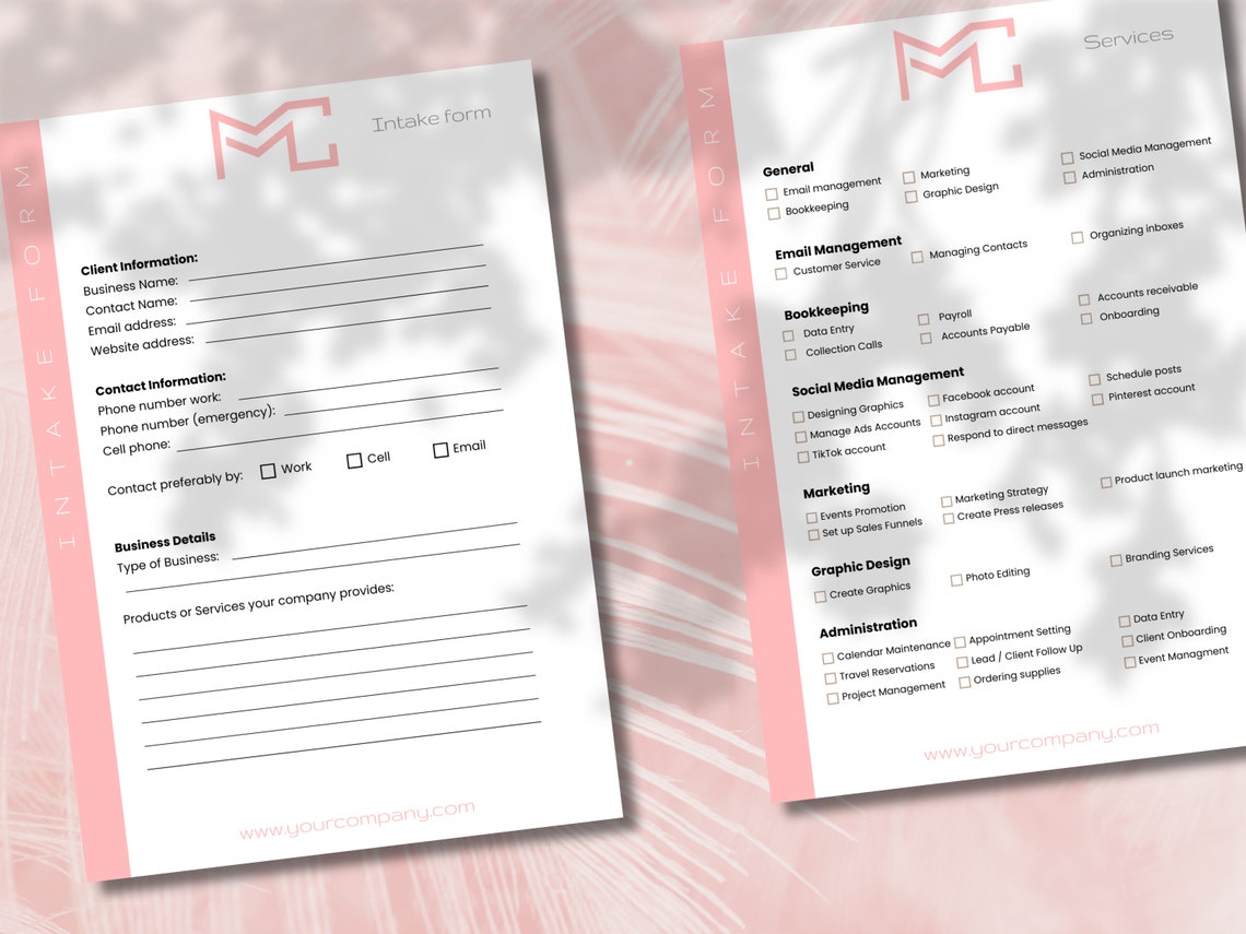 Virtual Assistant Canva Template, Intake Form, Client Onboarding, Small ...