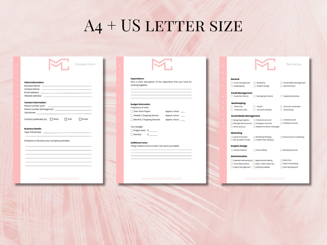 Virtual Assistant Canva Template, Intake Form, Client Onboarding, Small ...