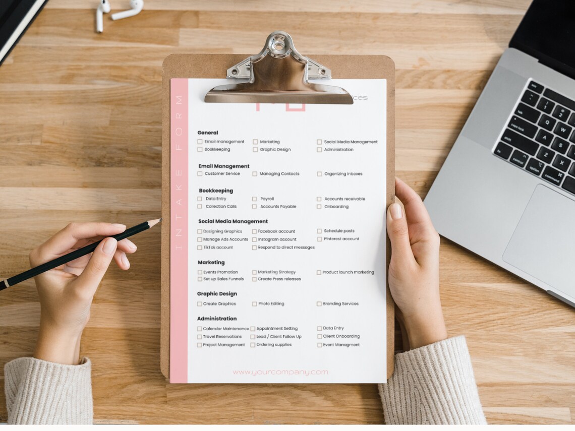 Virtual Assistant Canva Template, Intake Form, Client Onboarding, Small ...