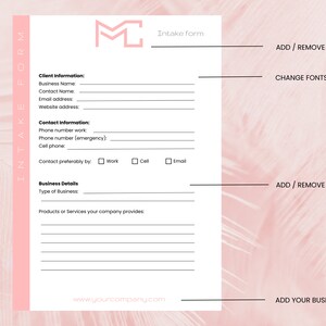 Virtual Assistant Canva Template, Intake Form, Client Onboarding, Small ...