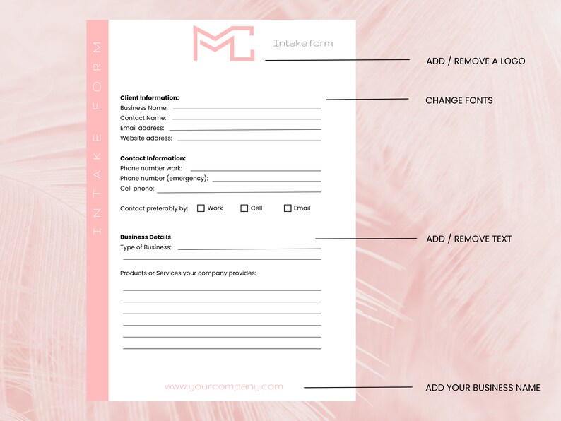 Virtual Assistant Canva Template, Intake Form, Client Onboarding, Small ...