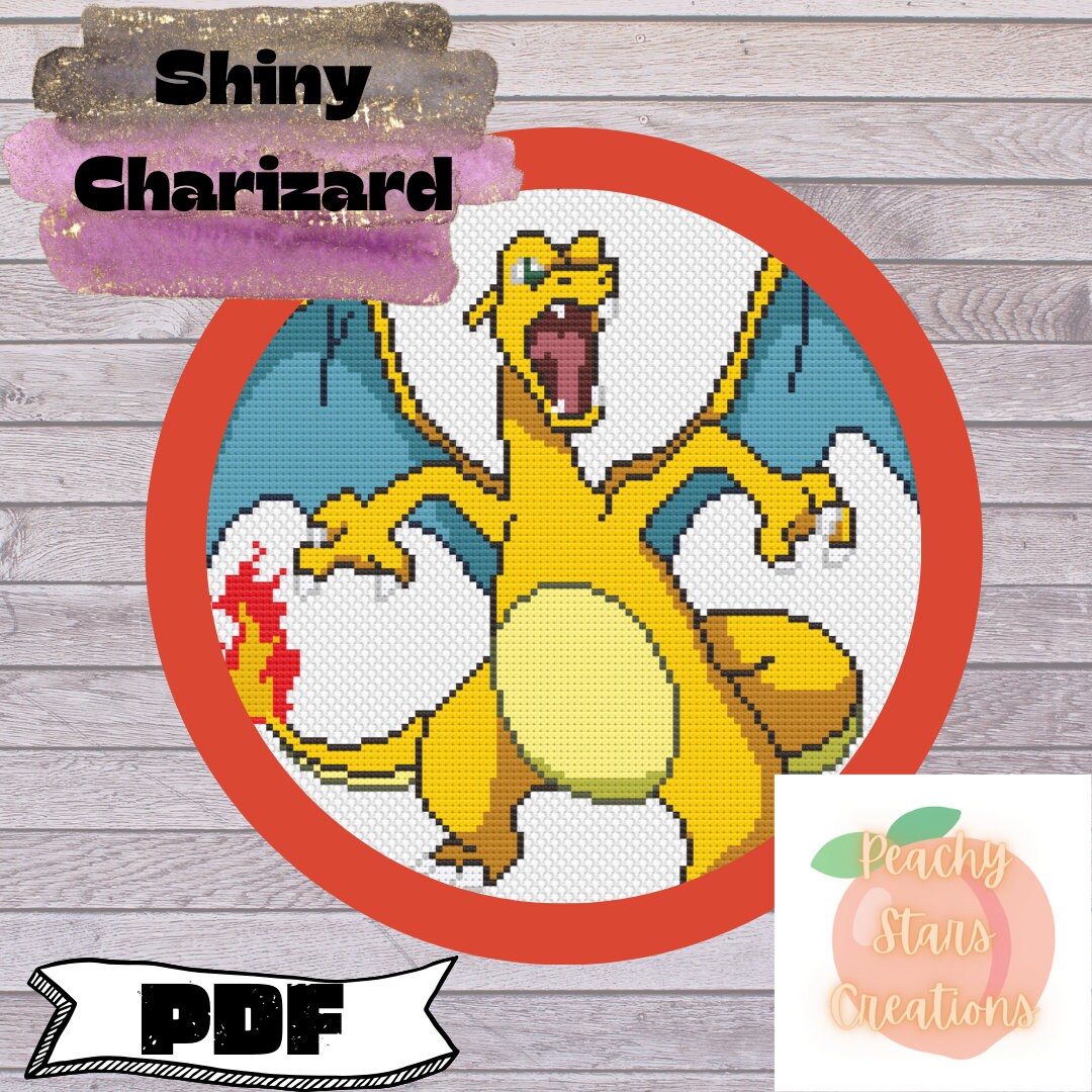 006 Shiny Charizard Cross Stitch Pattern - Etsy