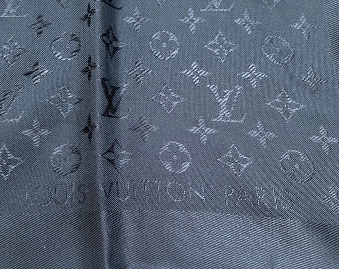 Vintage Louis Vuitton Wool and Silk Shawl Large Black Wool Scarf ...