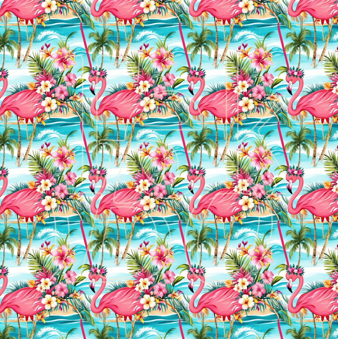 Pink Flamingo Digital Paper Preppy Tropical Flamingo Baby Shower ...