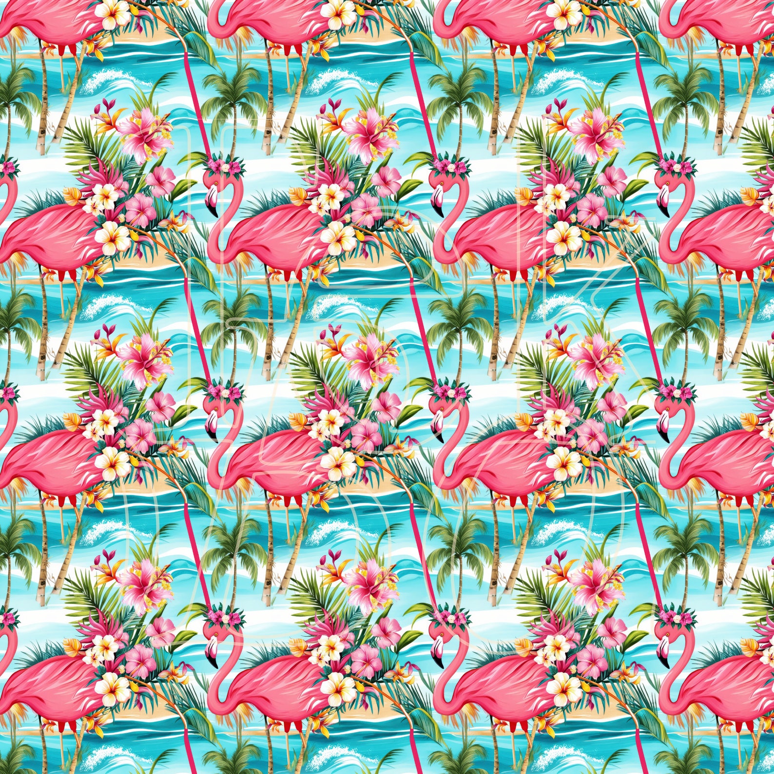 Pink Flamingo Digital Paper Preppy Tropical Flamingo Baby Shower ...