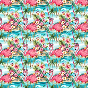 Pink Flamingo Digital Paper Preppy Tropical Flamingo Baby Shower ...