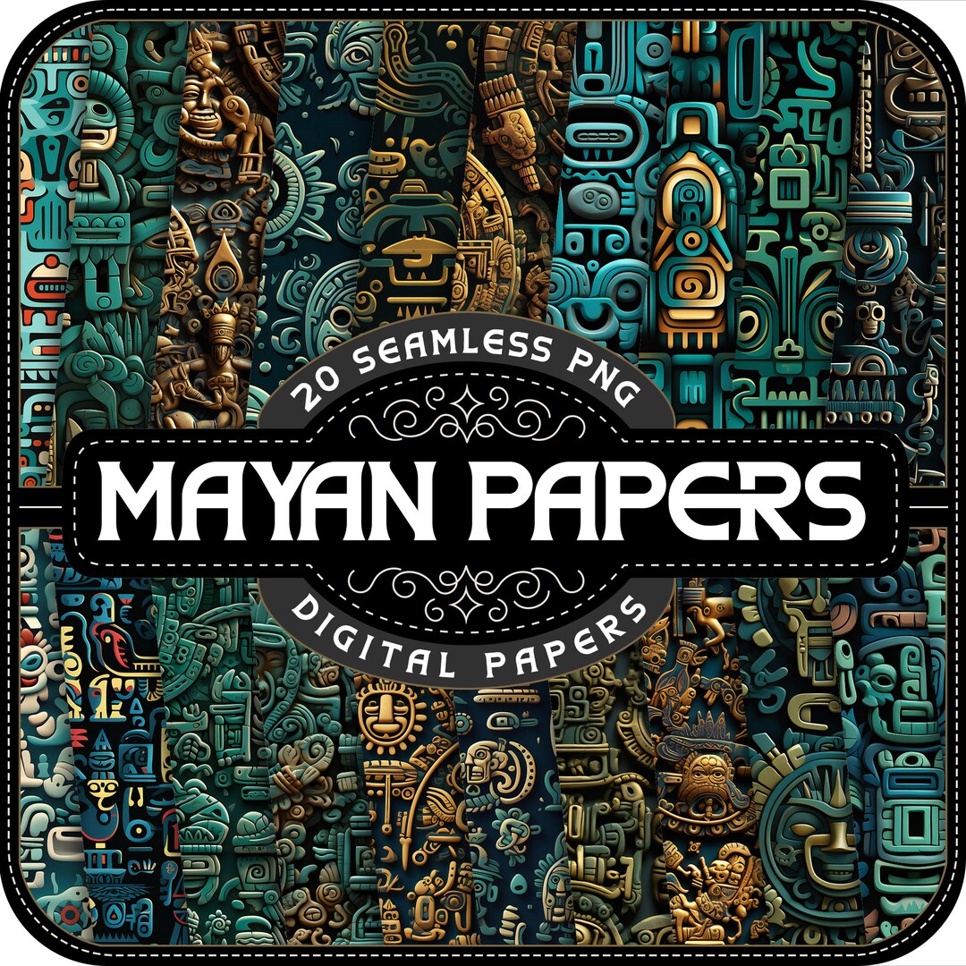 Mayan Art Seamless Pattern Bundle: Ethnic Digital Paper (digital ...